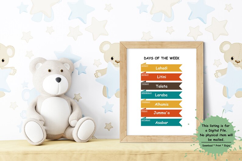 Week Days in Hausa Poster Printable, Educational Wall Art for Classroom ...