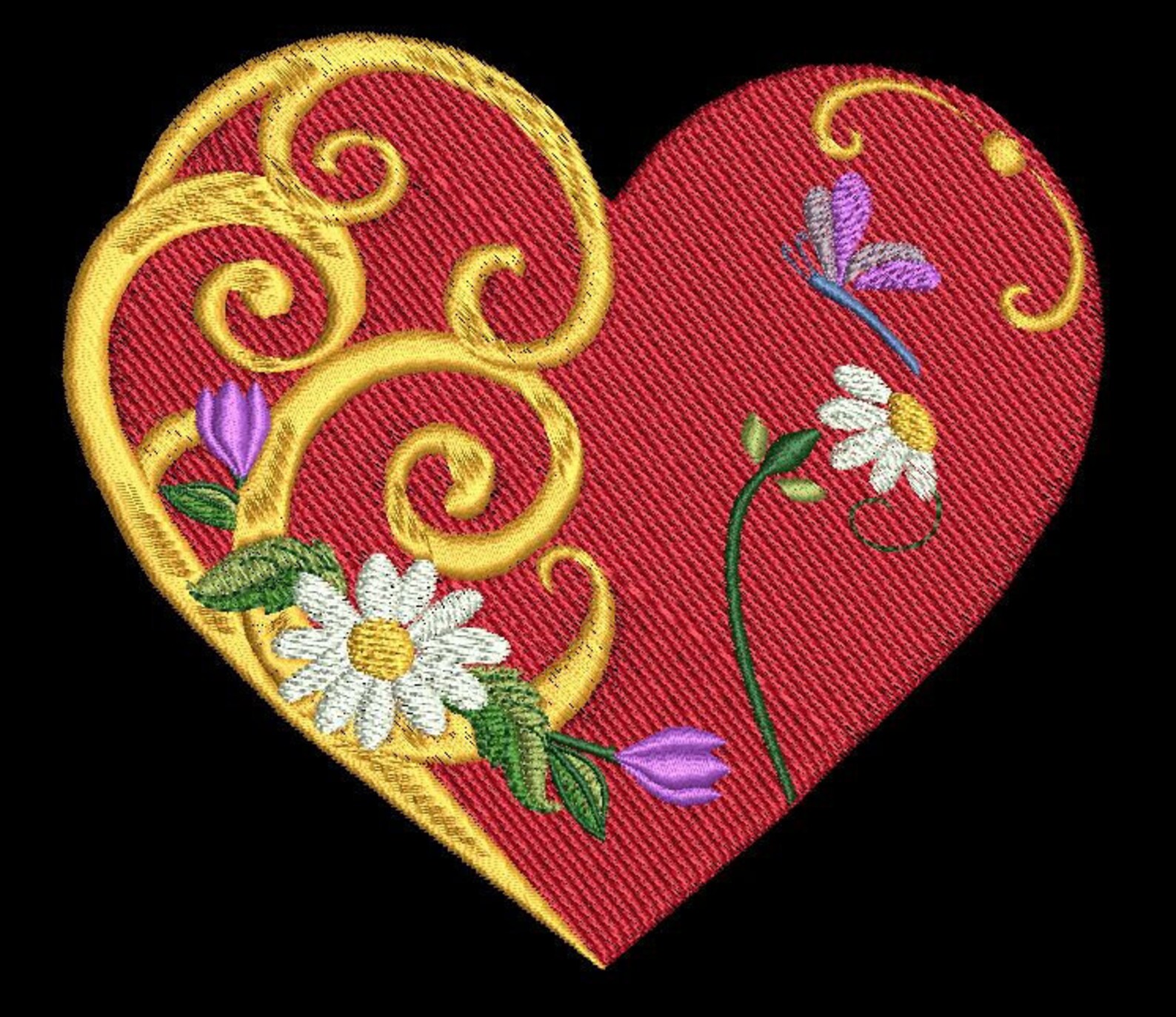 Golden Hearts and Flowers & More Machine Embroidery Set - Etsy