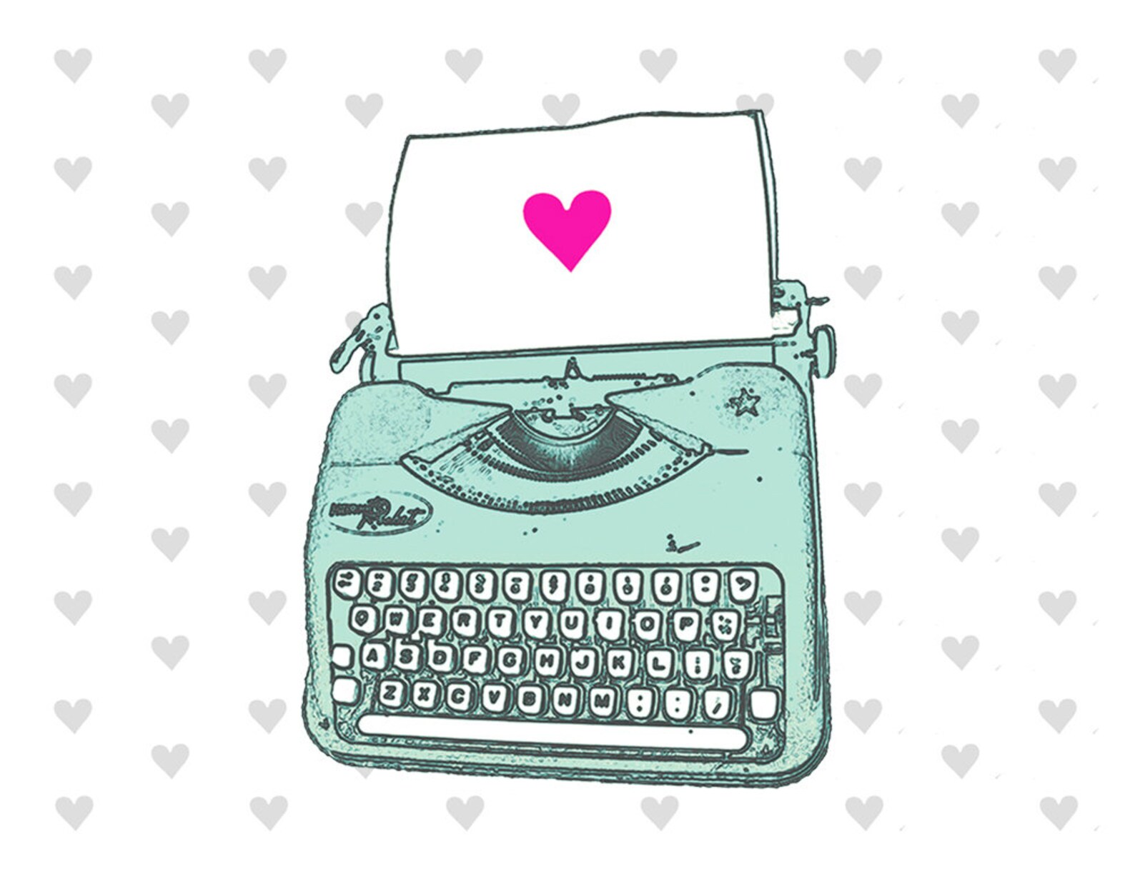 Typewriter Heart Greeting Card - Etsy