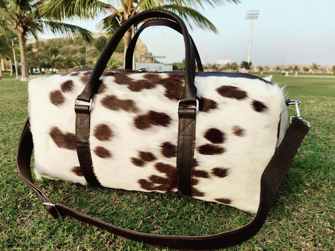 Handmade Cowhide Leather Duffle Bag: Hair-on-hide Weekend Bag - Etsy