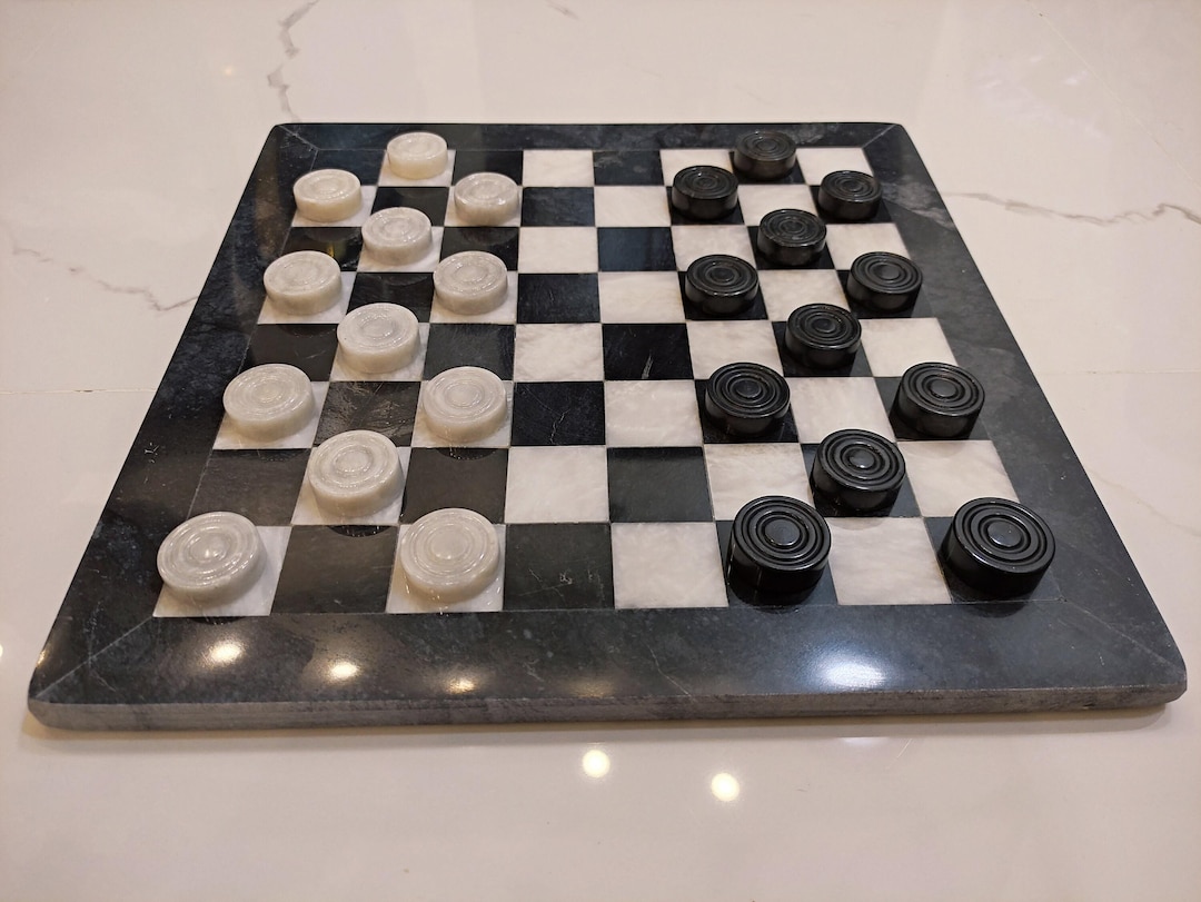 Handmade Marble Checkers Set, Handmade Vintage Decor, Luxury Stone ...