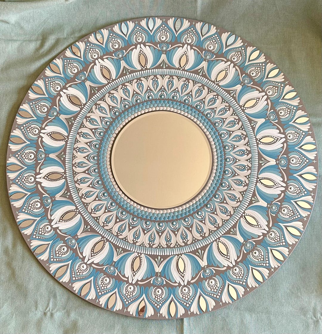 24 Inch Hand Painted Mandala Mirror - Etsy