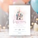 Four Ever Princess 4th Birthday Party Invite, Pink Glitter Castle ...