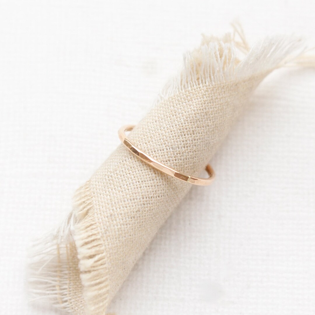 Hammered Gold Fill Band Stacking Ring, Simple Forged Ring - Etsy