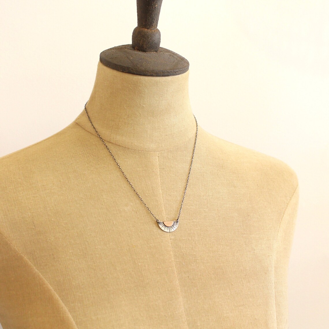 Happy Half Sun Bronze & Silver Necklace - Etsy