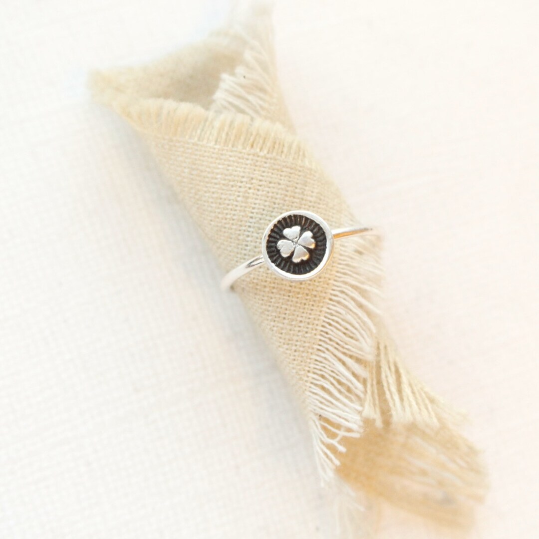 Four Leaf Clover Silver Stacking Ring, Stackable Ring, Good Luck Ring ...