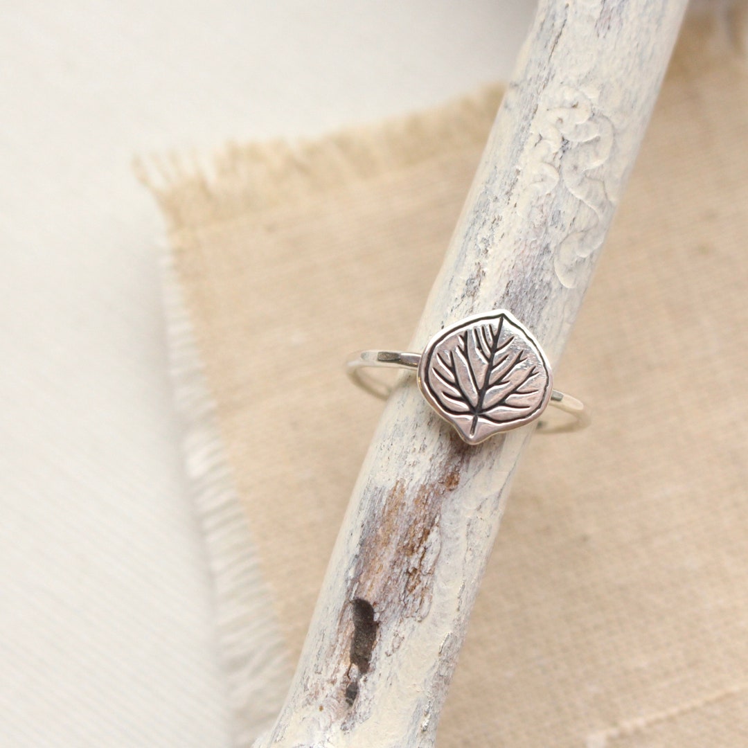 Aspen Leaf Silver Ring, Stamped Sterling Silver Colorado Aspen Leaf ...