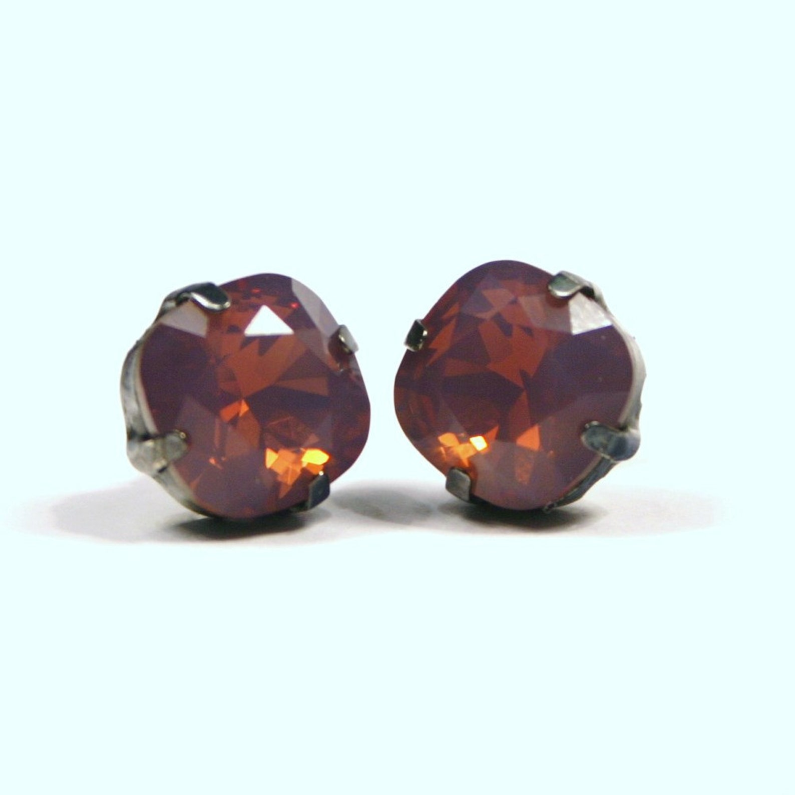 Purple Opal Crystal Stud Earrings Classic Sparkling Cyclamen - Etsy