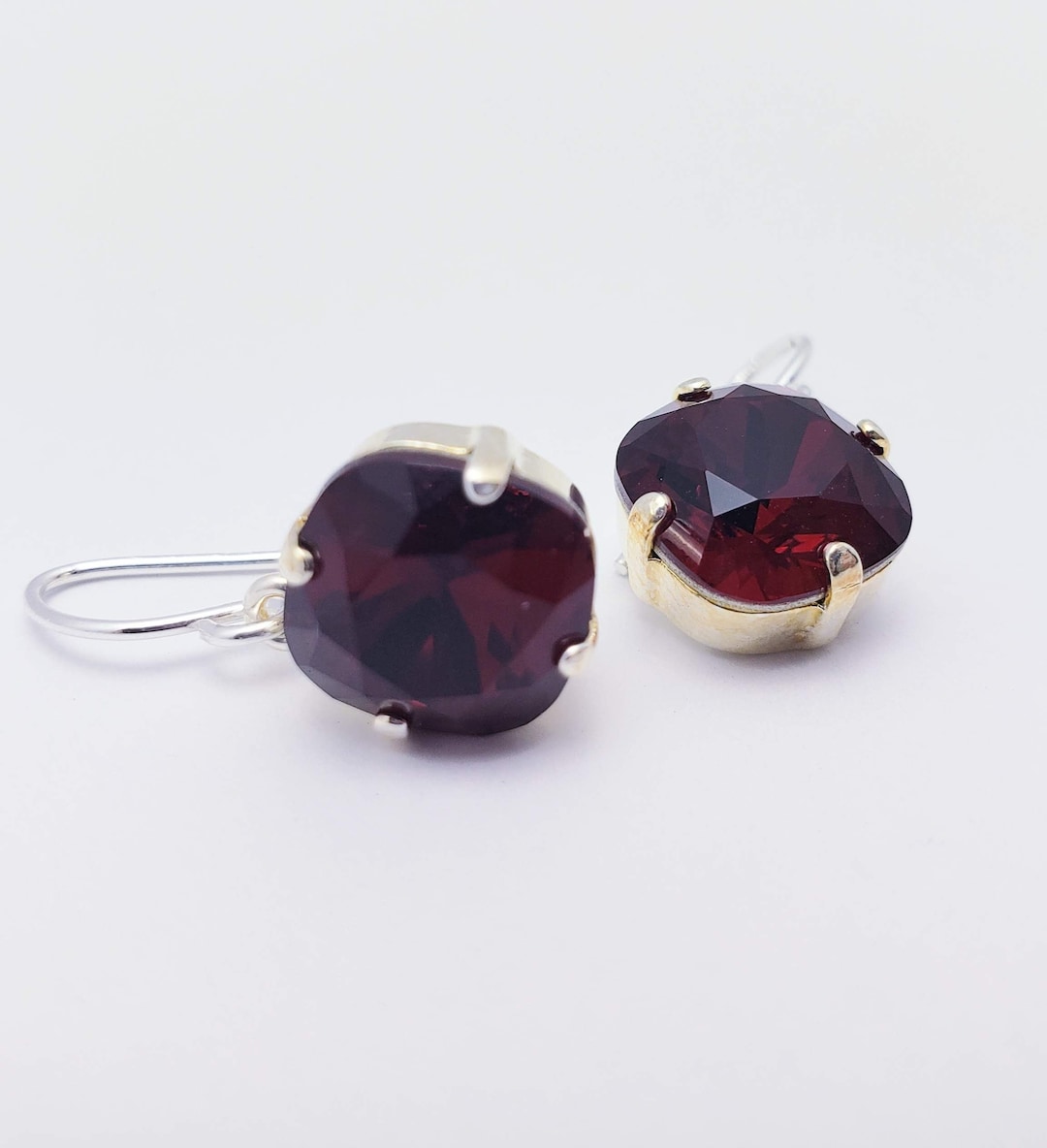 True Red Crystal Dangle Earrings Classic Sparkling Merlot Wine Dark ...