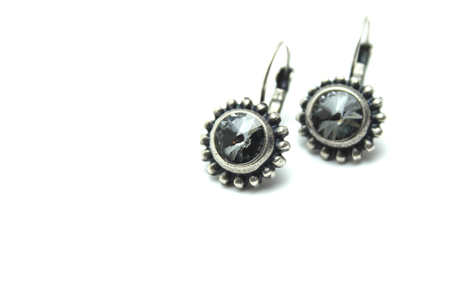 Black Diamond Drop Earrings Classic Swarovski Crystal Night | Etsy