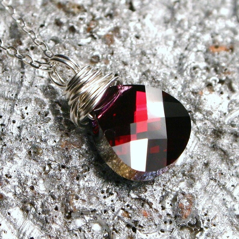 Ruby Red Crystal Necklace True Blood Classic Flat Briolette Swarovski ...
