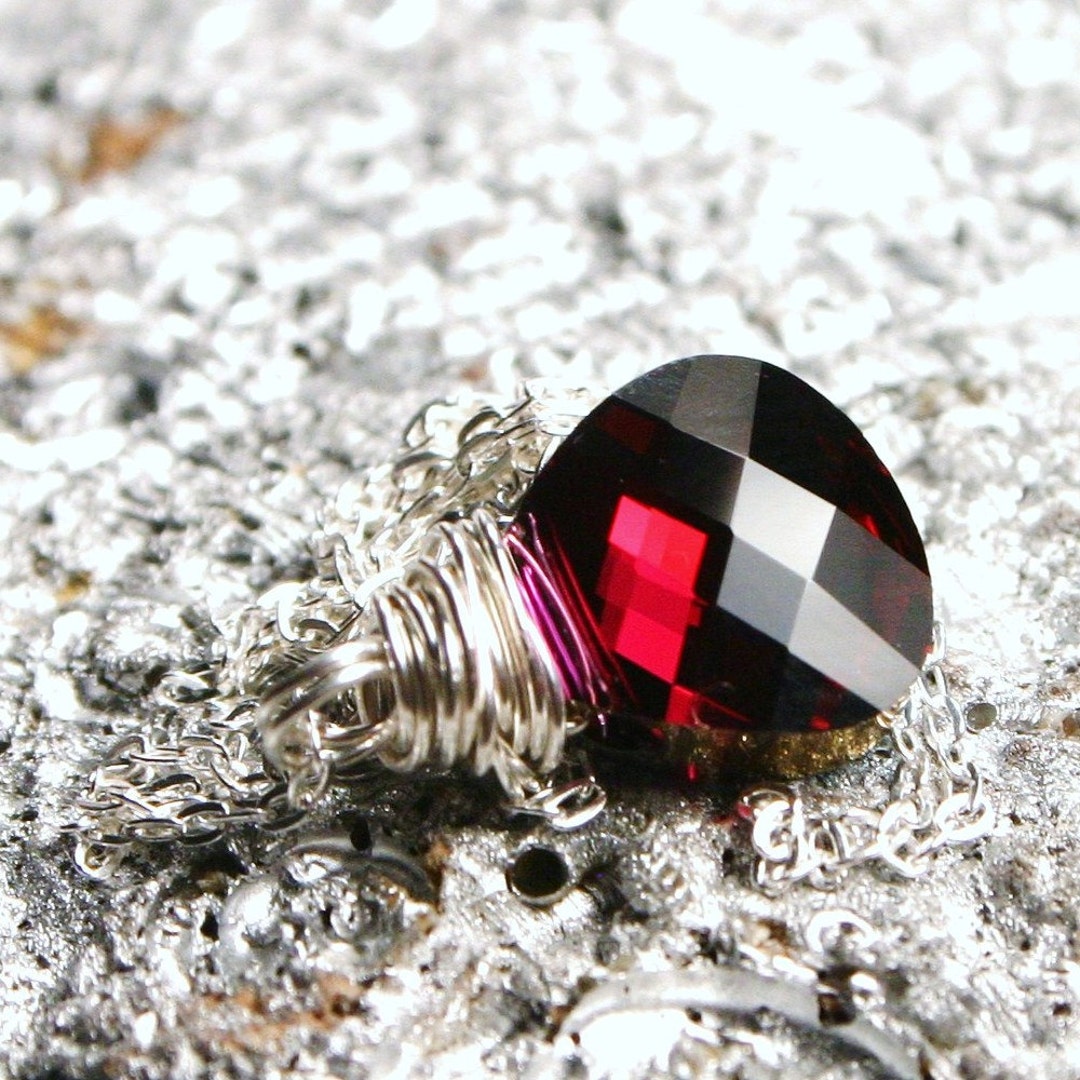 Ruby Red Crystal Necklace True Blood Classic Flat Briolette Swarovski ...