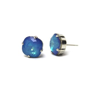 Cobalt Blue Crystal Stud Earrings Classic Sparkling Deep Glowing ...