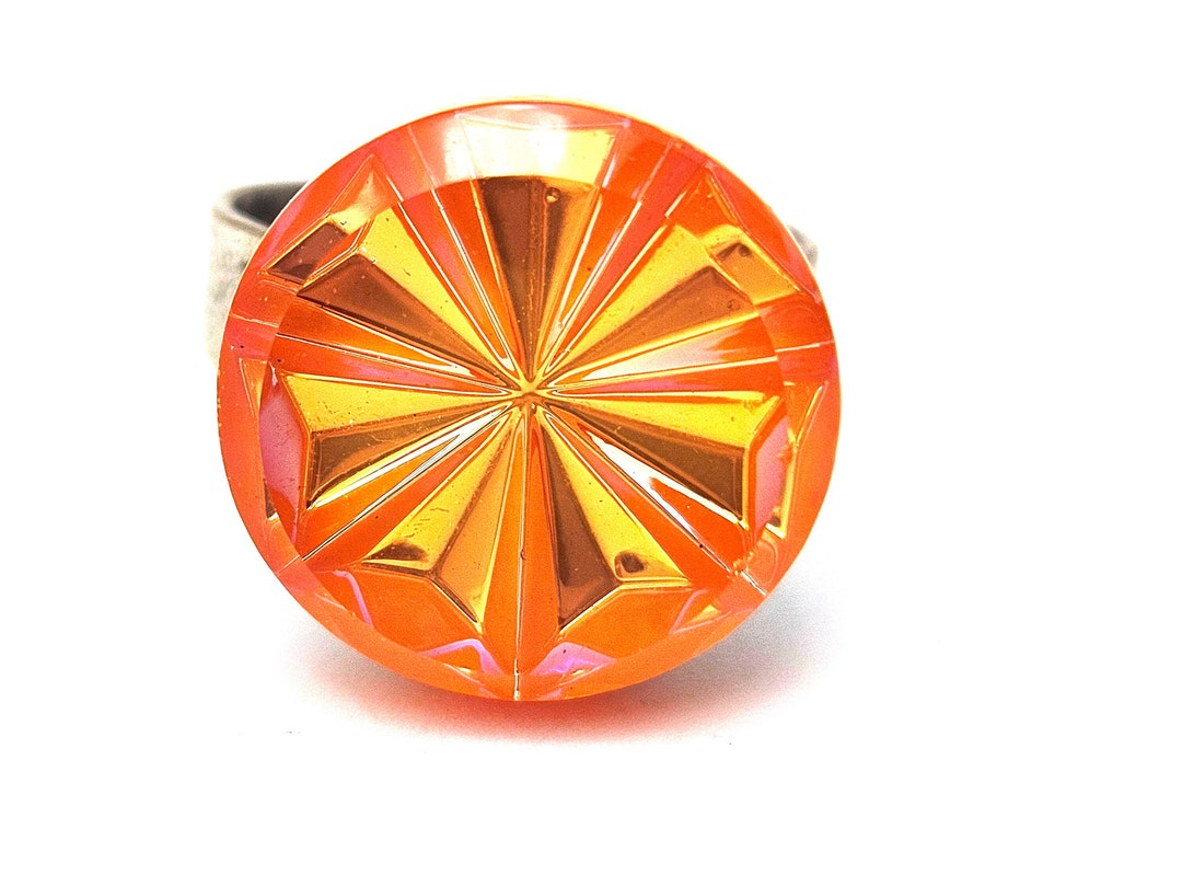 Radiant Hypno Orange Hot Neon Pumpkin Tangerine Fall Cocktail Ring ...