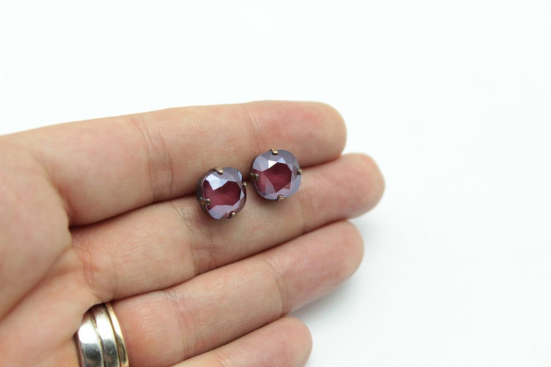 Dark Red Crystal Stud Earrings Classic Laquer Sparkling Siam Cerise ...