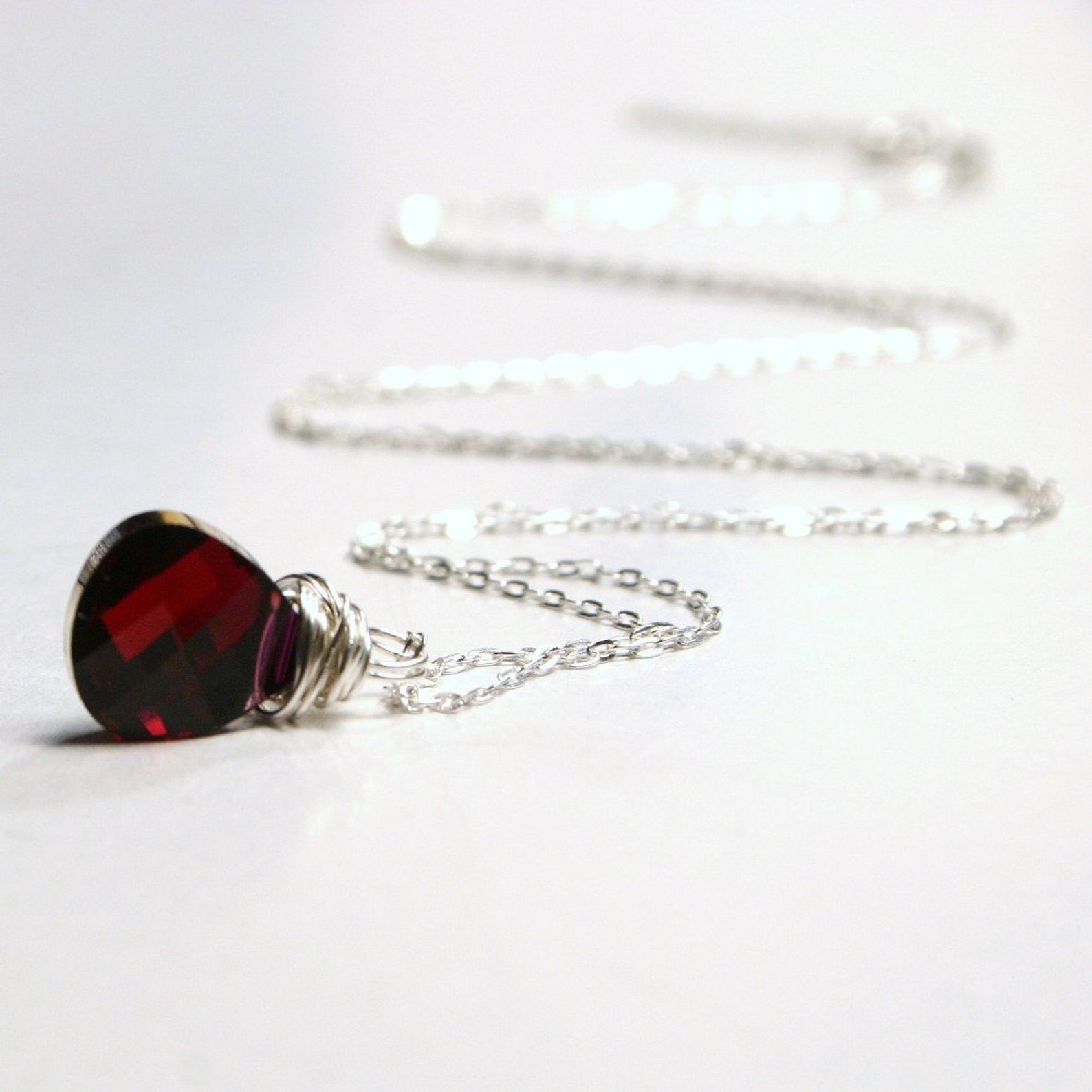 Ruby Red Crystal Necklace True Blood Classic Flat Briolette Swarovski ...