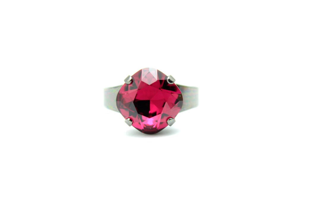 Anillo Rojo Rubí Swarovski Cristal Anillo de Cóctel RARE Diamond ...