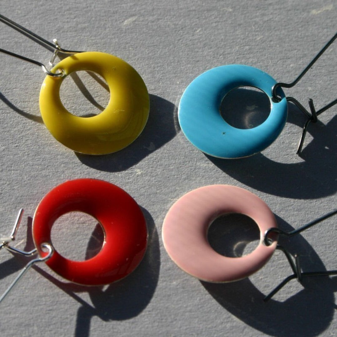 Enamel Loop Earrings SALE Choose Two Colors Gogo Hoop Rainbow Simple ...