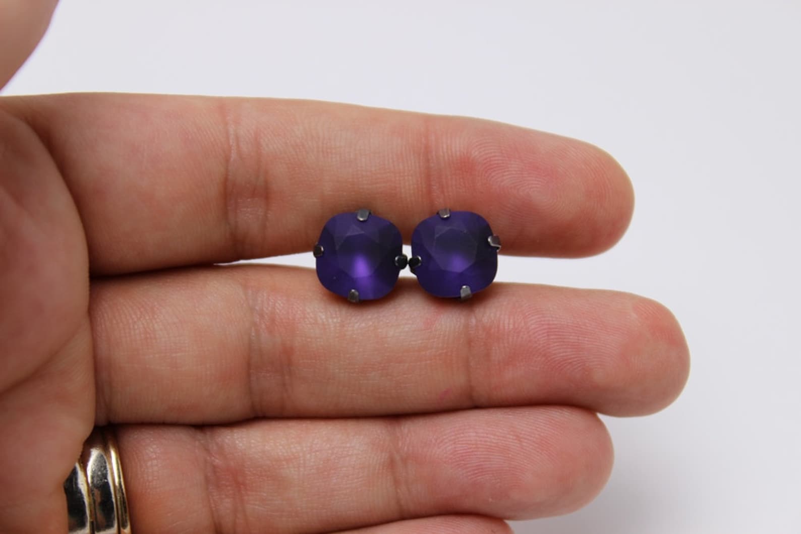 Matte Crystal Stud Earrings Classic Rainbow Frosted Pink Peach Mint ...