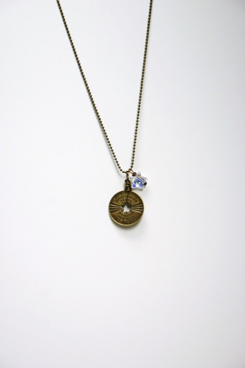 Houston TX Necklace Vintage Texas Transit Token Swarovski - Etsy