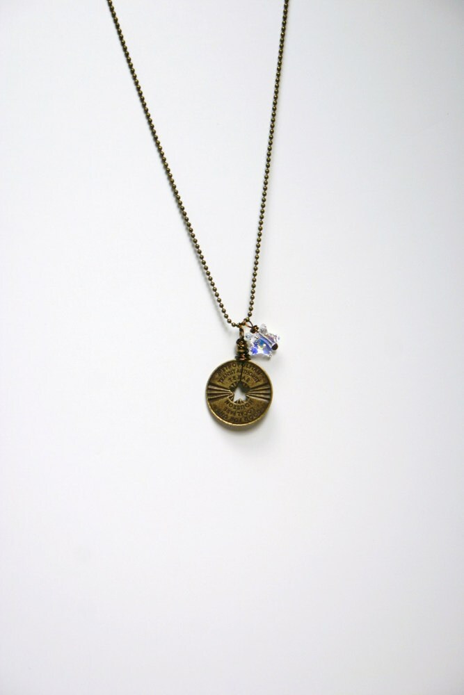 Houston TX Necklace Vintage Texas Transit Token Swarovski - Etsy