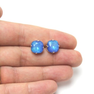 Cobalt Blue Crystal Stud Earrings Classic Sparkling Deep Glowing ...