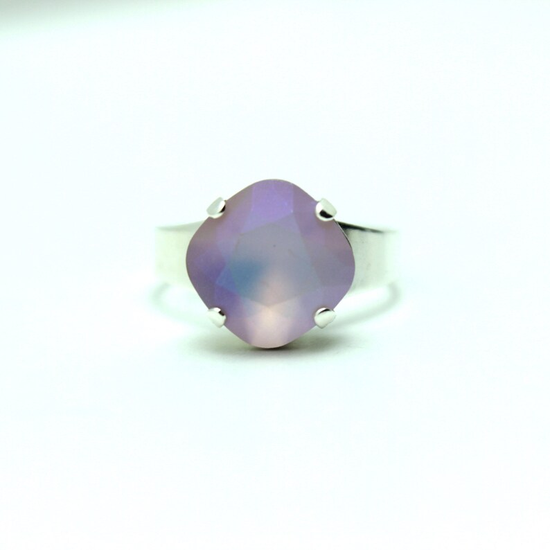 Light Amethyst Ring Swarovski Crystal Cocktail Ring Matte | Etsy