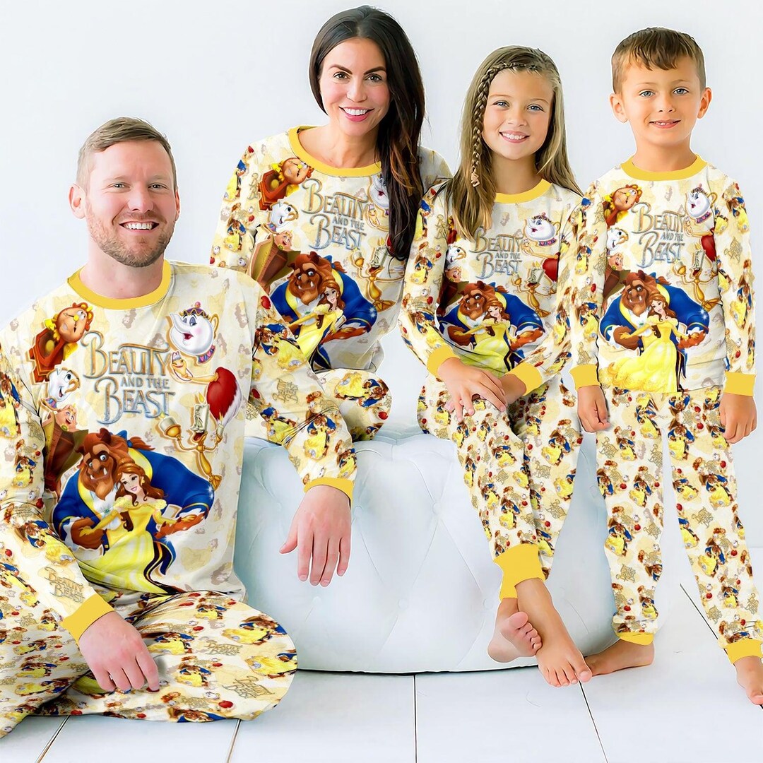 Beauty Beast Pajamas Set, Beauty and the Beast Shirt, Princess Belle Holiday Pajamas, Tale as ...