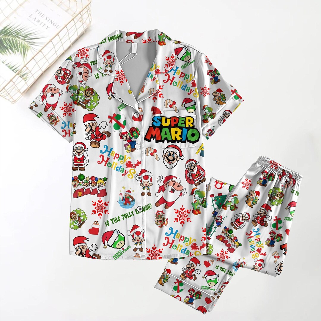 Super Mario Pajamas Set, Mairio Characters Women Pajamas, Mario Bros ...