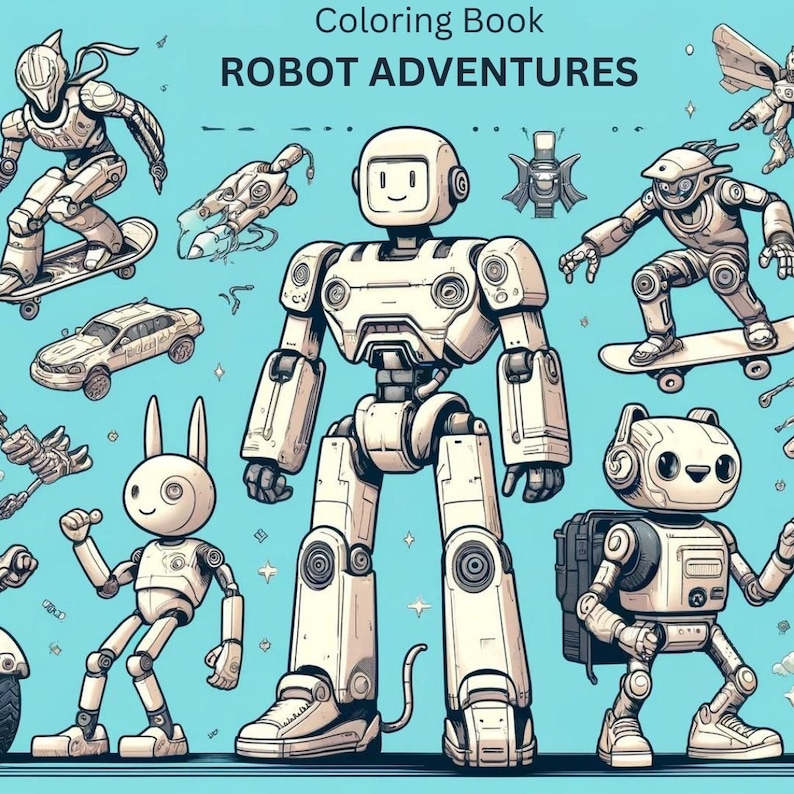 Coloring Book ROBOT ADVENTURES - Etsy