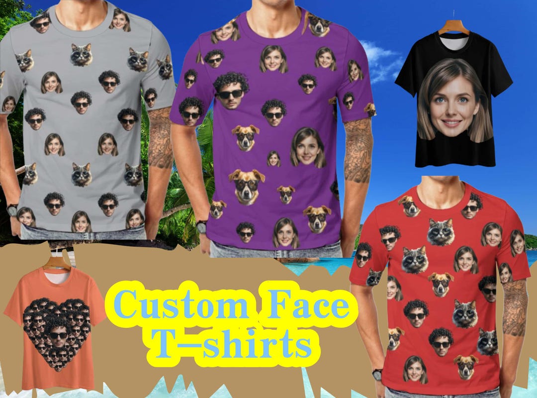 Custom Face T-shirts, Personalized Photo Shirt, Custom Face Family T ...
