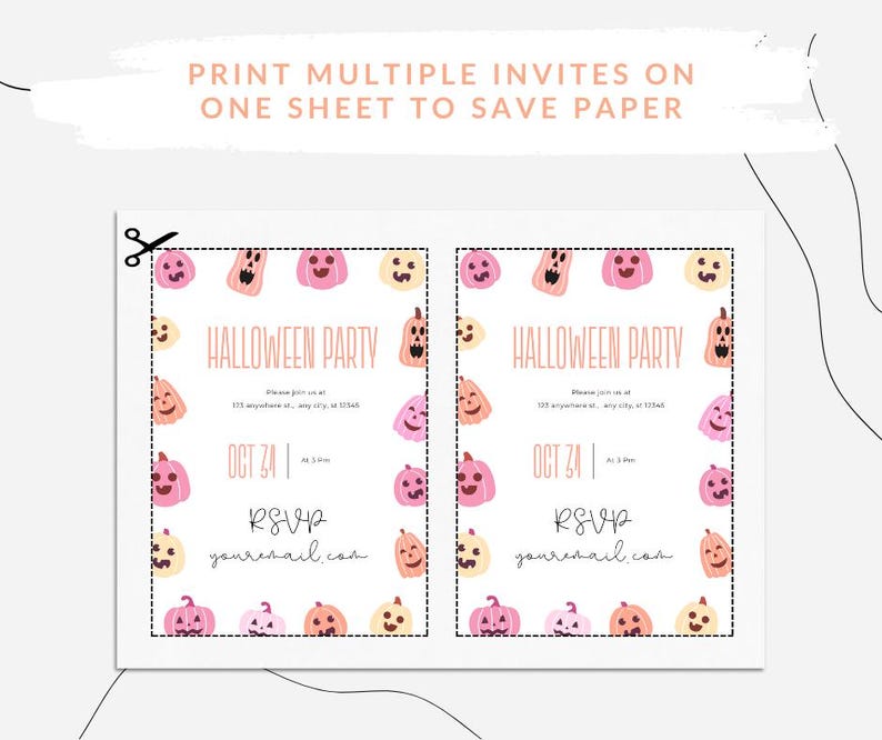 Cute Pumpkin Party Invitation, Halloween Invitation Template, Editable ...