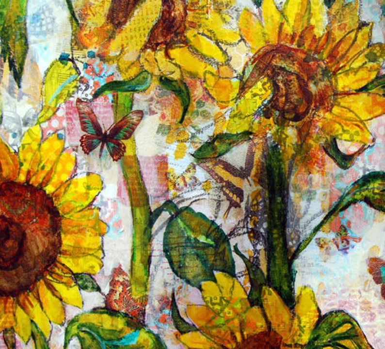 Sunflower Art Sunflower Painting Collage Art Mixed Media - Etsy