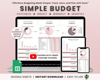 Google Sheets Budget Monthly Budget Spreadsheet Budget Template Expense ...