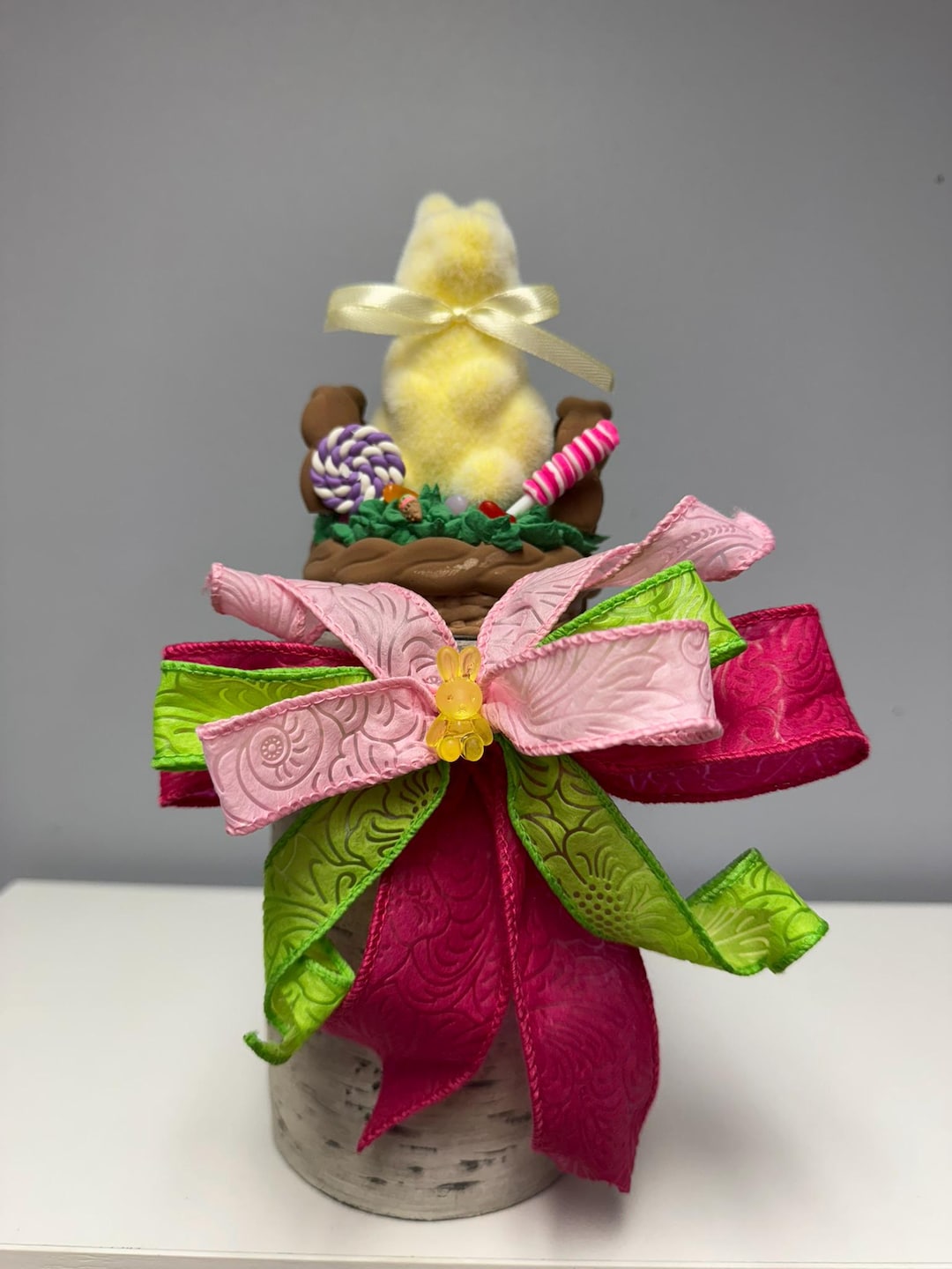 Easter Bunny on Log, Easter Decoration, Easter Decor - Etsy