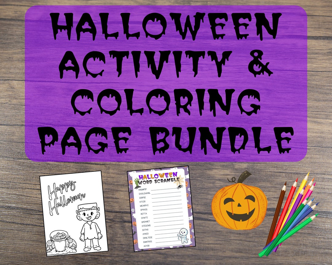 Halloween Printable Bundle Kids Coloring Pages Activity Pages - Etsy