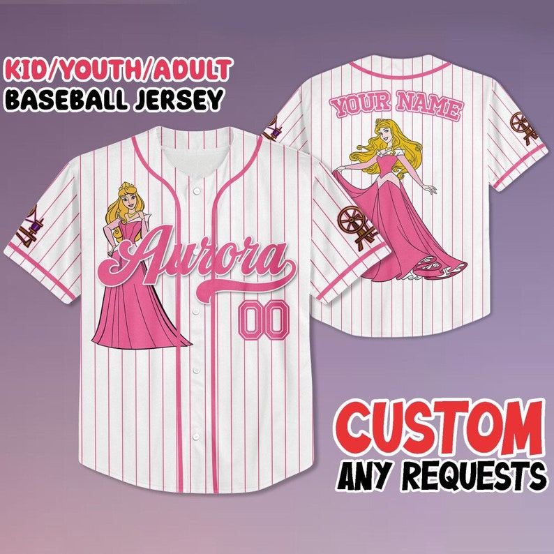 Custom Disney Princess Aurora Sleeping, Baseball Jersey Team ...