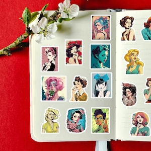 Retro Girls Stickers, Vintage Stickers, People Stickers - Etsy