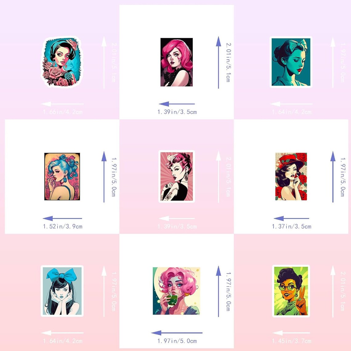 Retro Girls Stickers, Vintage Stickers, People Stickers - Etsy