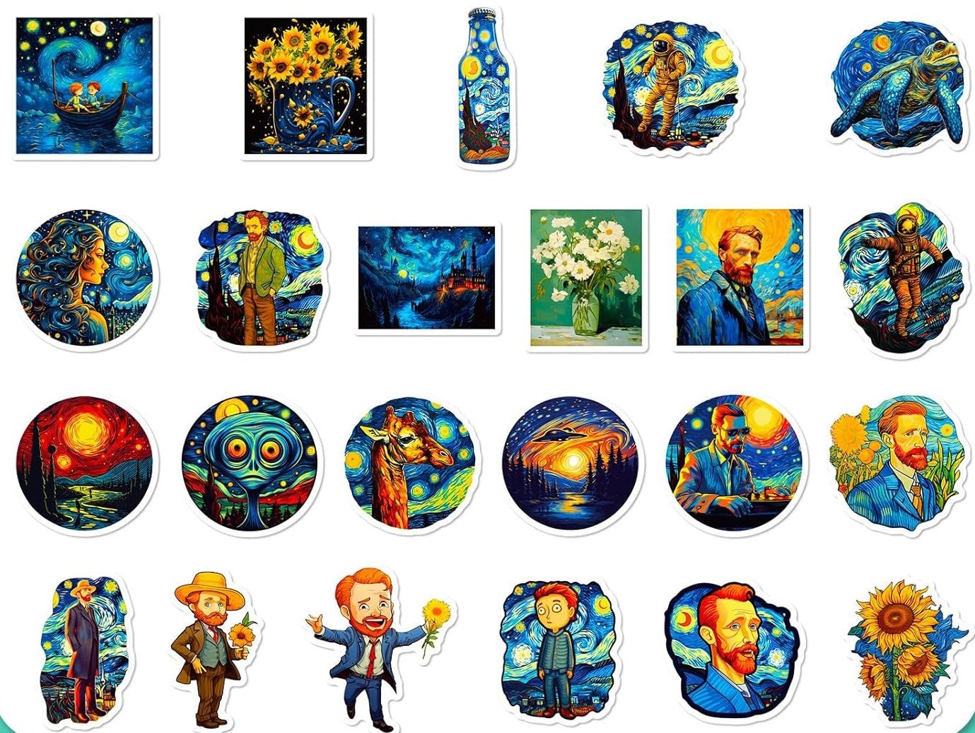 Van Gogh Stickers, Art Stickers, Portrait Stickers - Etsy