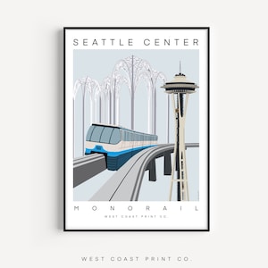 Seattle Art, Space Needle, Monorail, Art Print, Washington State Art ...