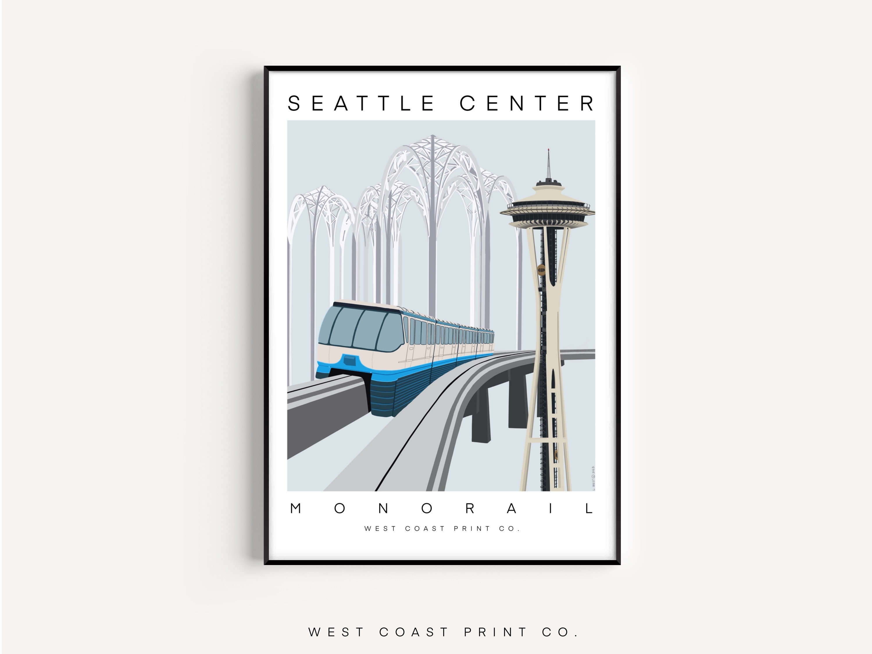Seattle Art, Space Needle, Monorail, Art Print, Washington State Art ...