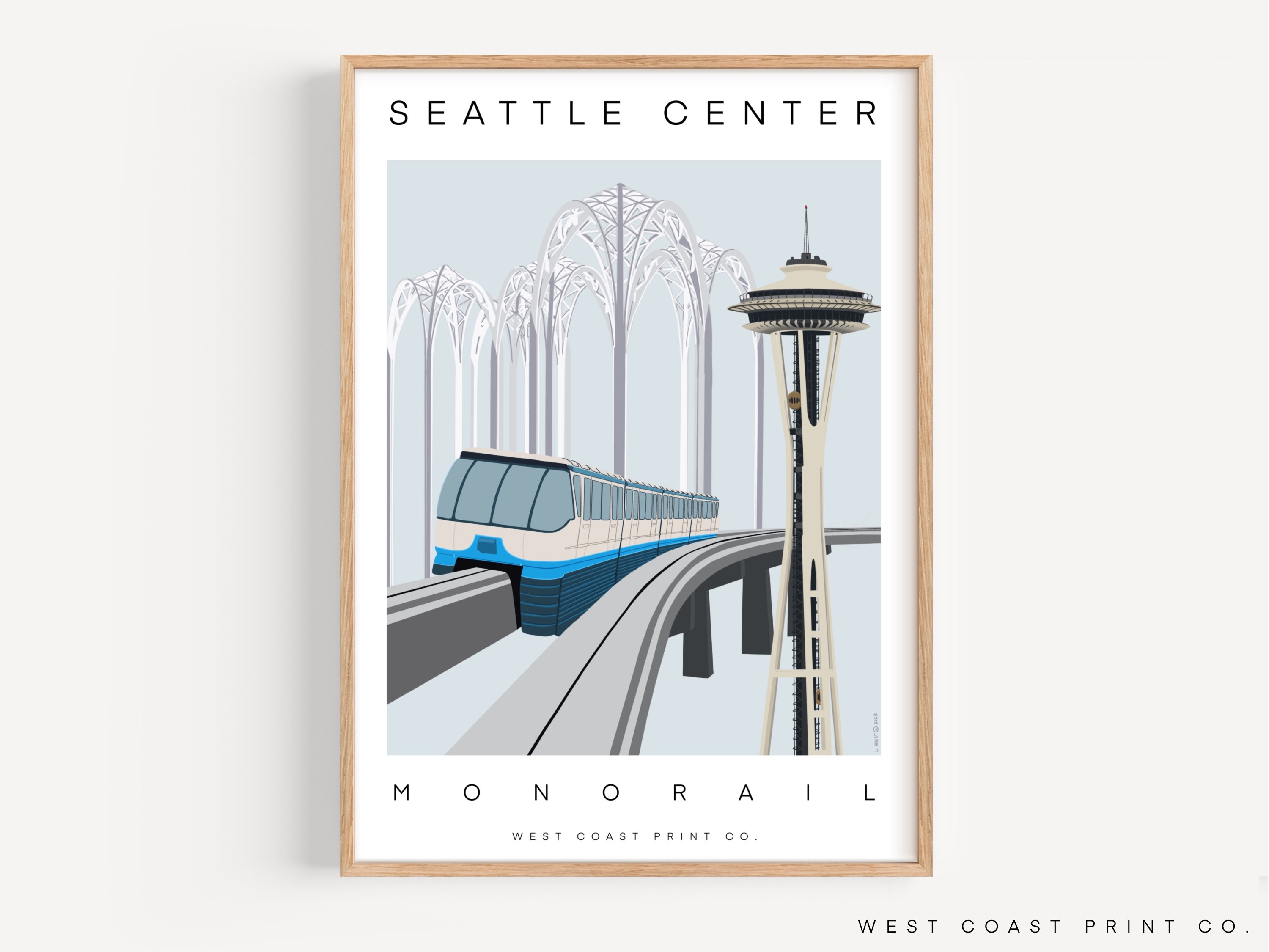 Seattle Art, Space Needle, Monorail, Art Print, Washington State Art ...