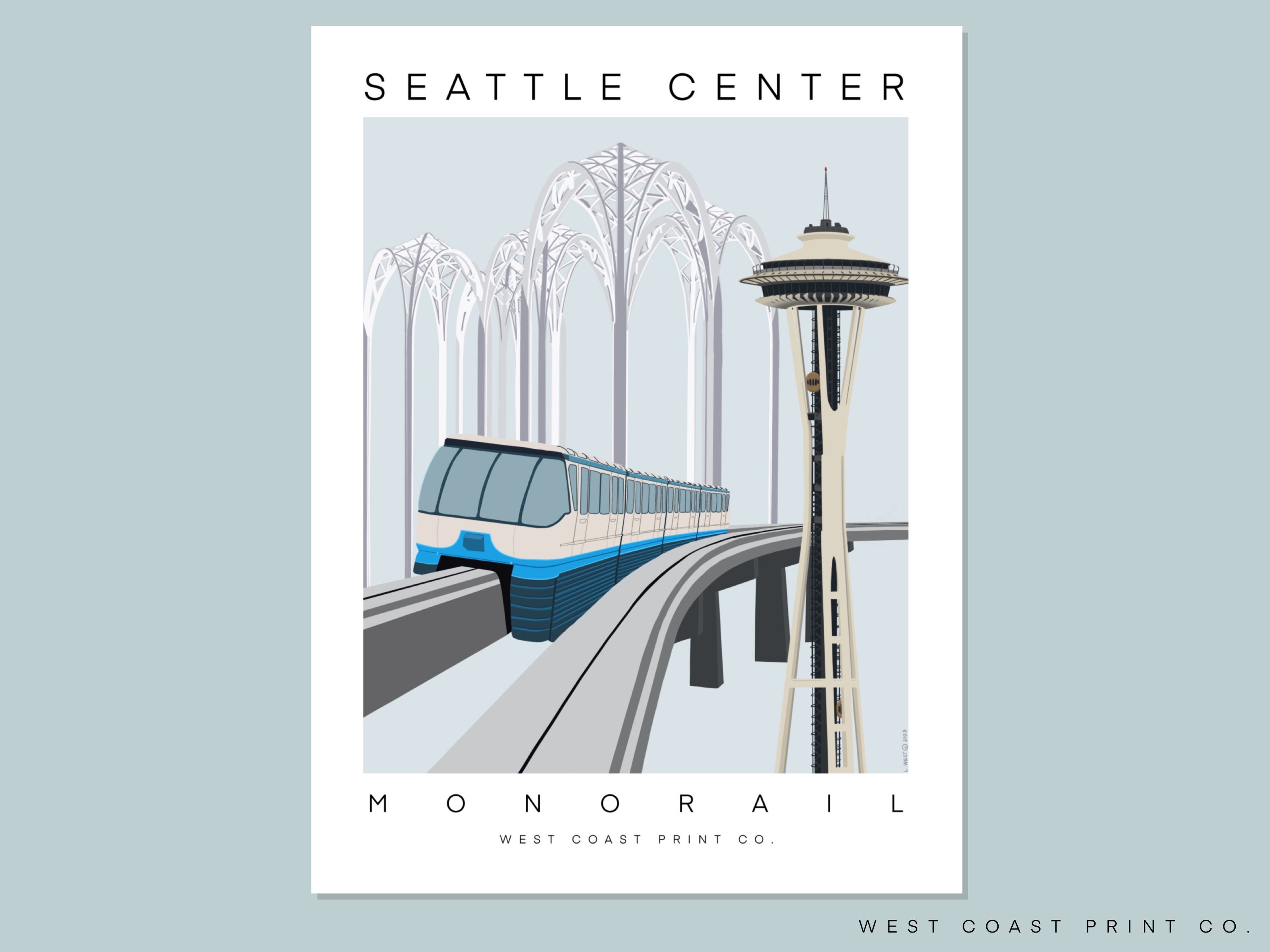 Seattle Art, Space Needle, Monorail, Art Print, Washington State Art ...