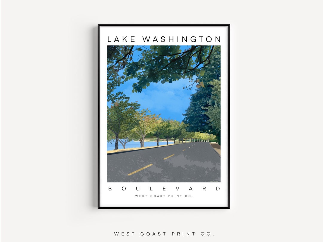 Seattle Art, Lake Washington, Art Print, Washington State Art, Seattle ...