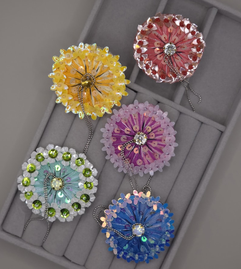 Colorful Dandelion Flower Brooch Pin - Seasonal Spring Accessory ...