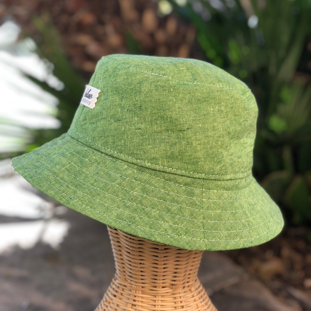 Green Bucket Hat, Linen Sun Hat, Unisex Beach Accessory, Gift for ...