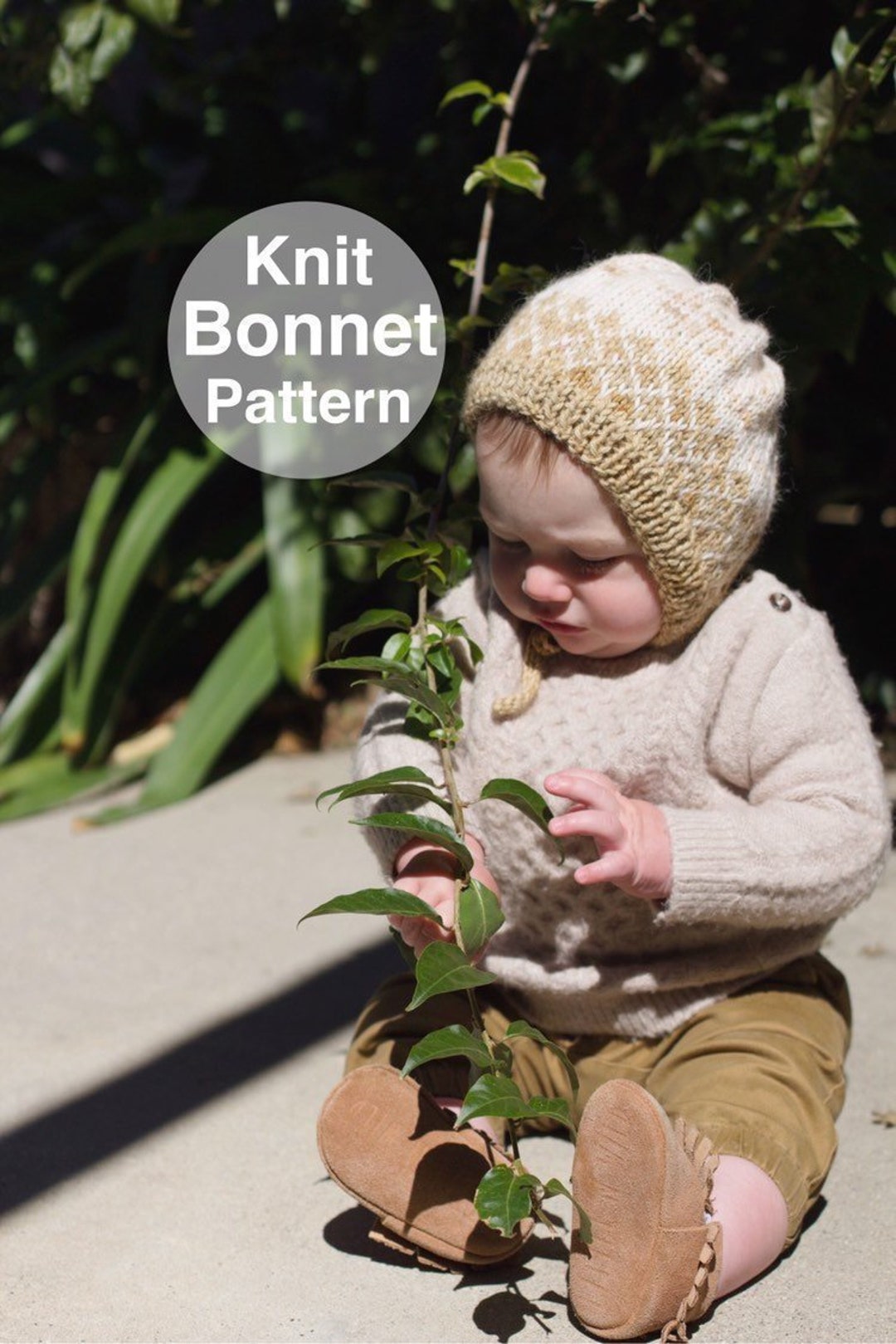 Knit Baby Bonnet Pattern, Garden Baby Bonnet, Worsted Weight Yarn ...