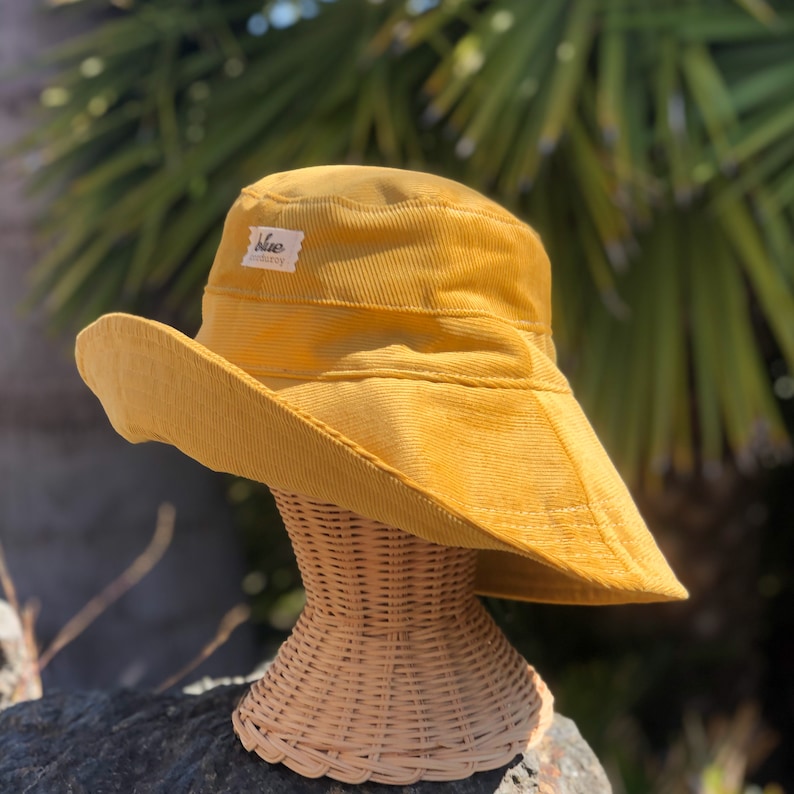 Yellow Corduroy Wide Brim Sun Hat: Boho Beach Style - Etsy