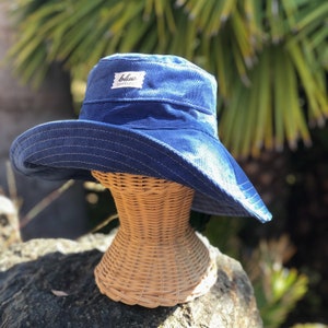 Wide Brim Beach Hat, Corduroy Bucket Hat, Blue Hat, Gift for Gardener ...